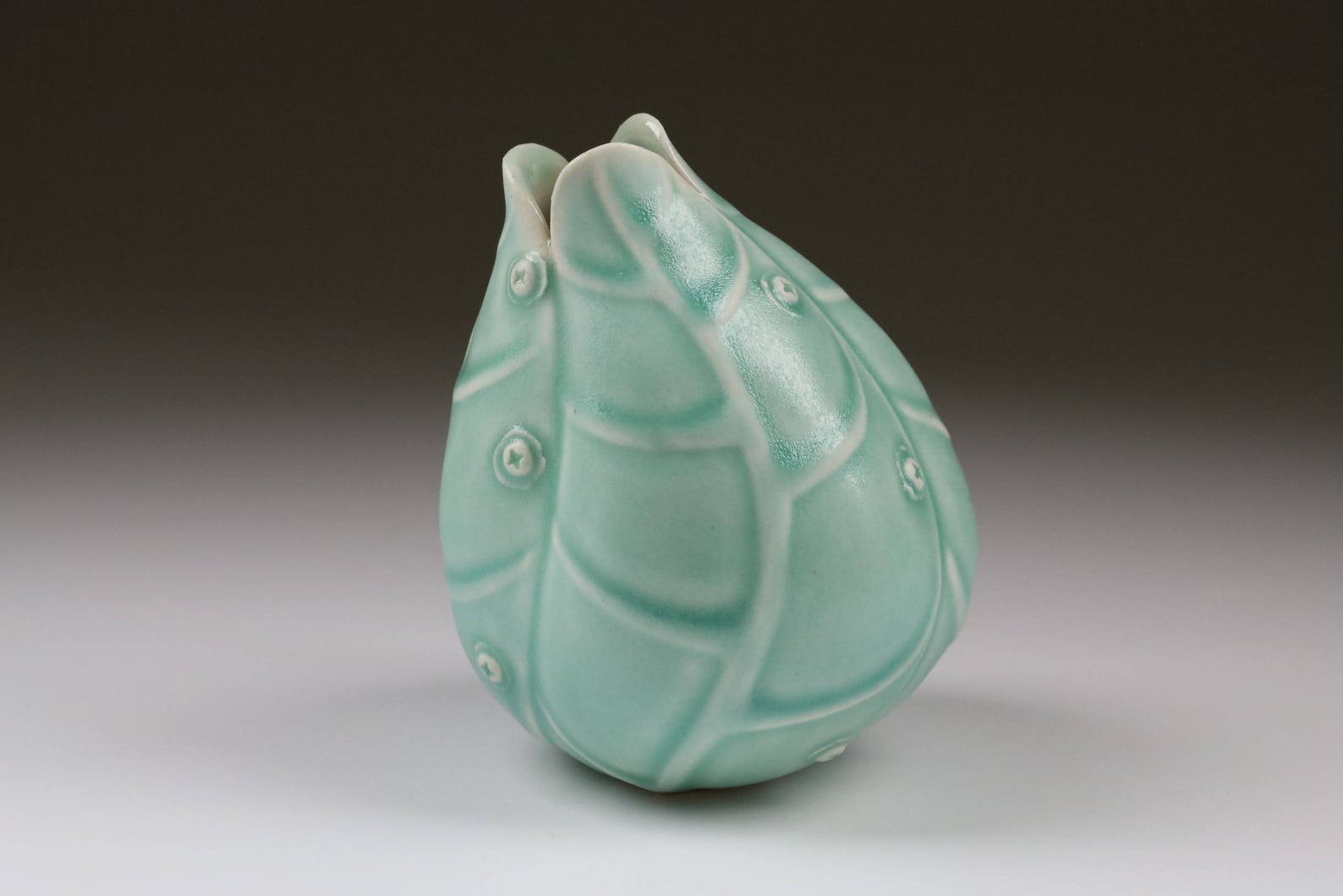 Tilted turquoise aqua porcelain ceramic pottery bud vase with | Etsy