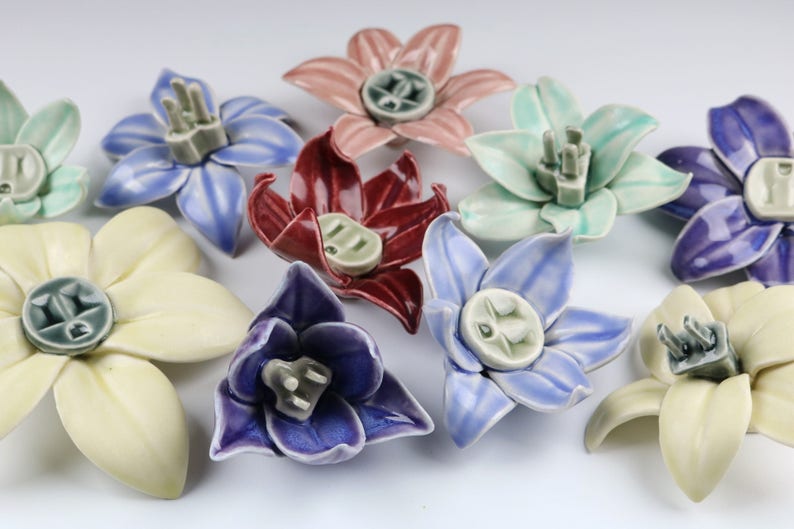 Pair of Porcelain Flower Power Wall Sculptures With Outlet and Plug - Etsy