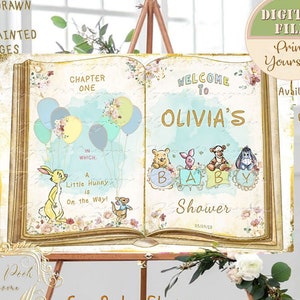 Classic Winnie the Pooh Baby Shower Welcome Sign, Winnie the Pooh Baby ...