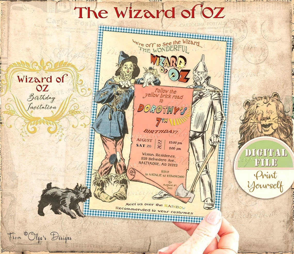 Wizard of Oz Birthday Printable Invitation Wizard of Oz - Etsy Canada