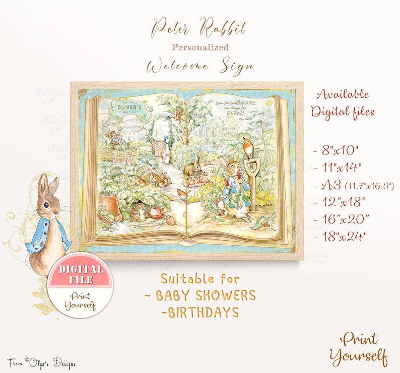 Personalized Peter Rabbit Book Welcome Sign Peter Rabbit 1st - Etsy