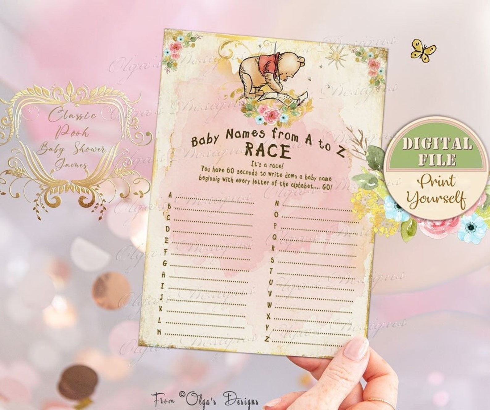 Klassisches Winnie the Pooh Baby Shower Spiel, Pooh Windel Party Spiel ...