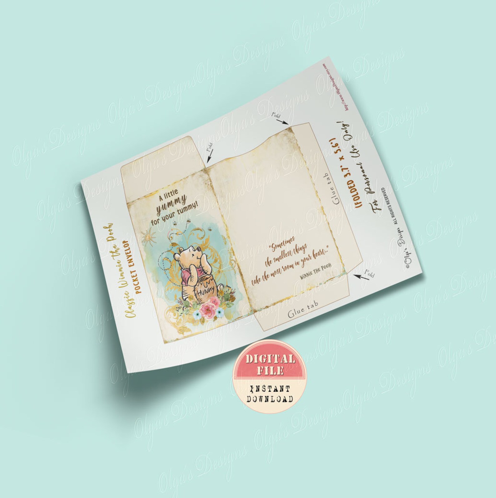 Classic Winnie the Pooh Pocket Envelops Winnie the Pooh | Etsy
