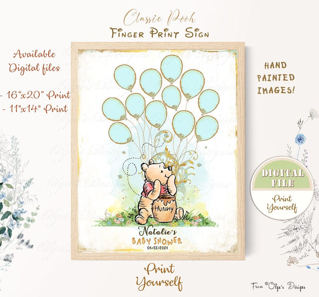 Signature Guest Book, Personalized Classic Winnie the Pooh Baby Shower ...