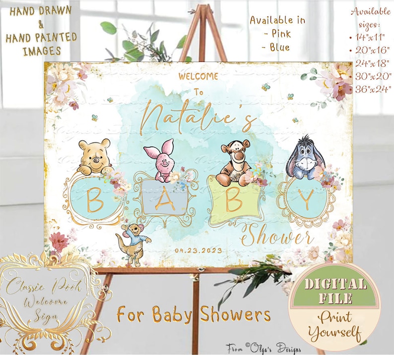 Classic Winnie the Pooh Baby Shower Welcome Sign Winnie the - Etsy