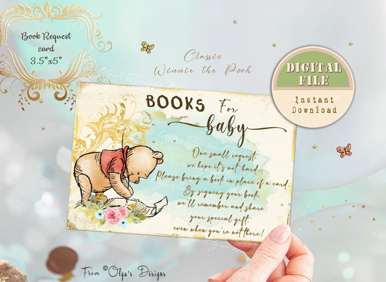 Classic Winnie the Pooh Baby Shower Book Request Card Winnie - Etsy