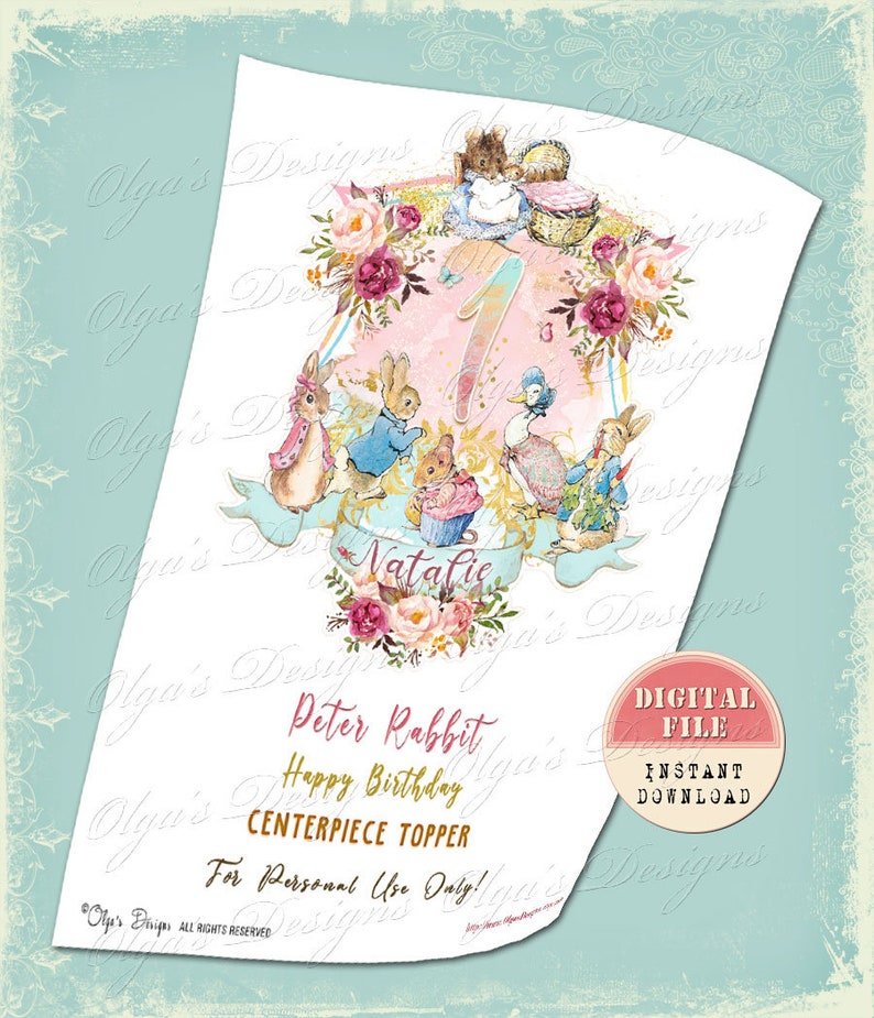 Peter Rabbit & Friends Cake Topper Printable Topper Digital - Etsy