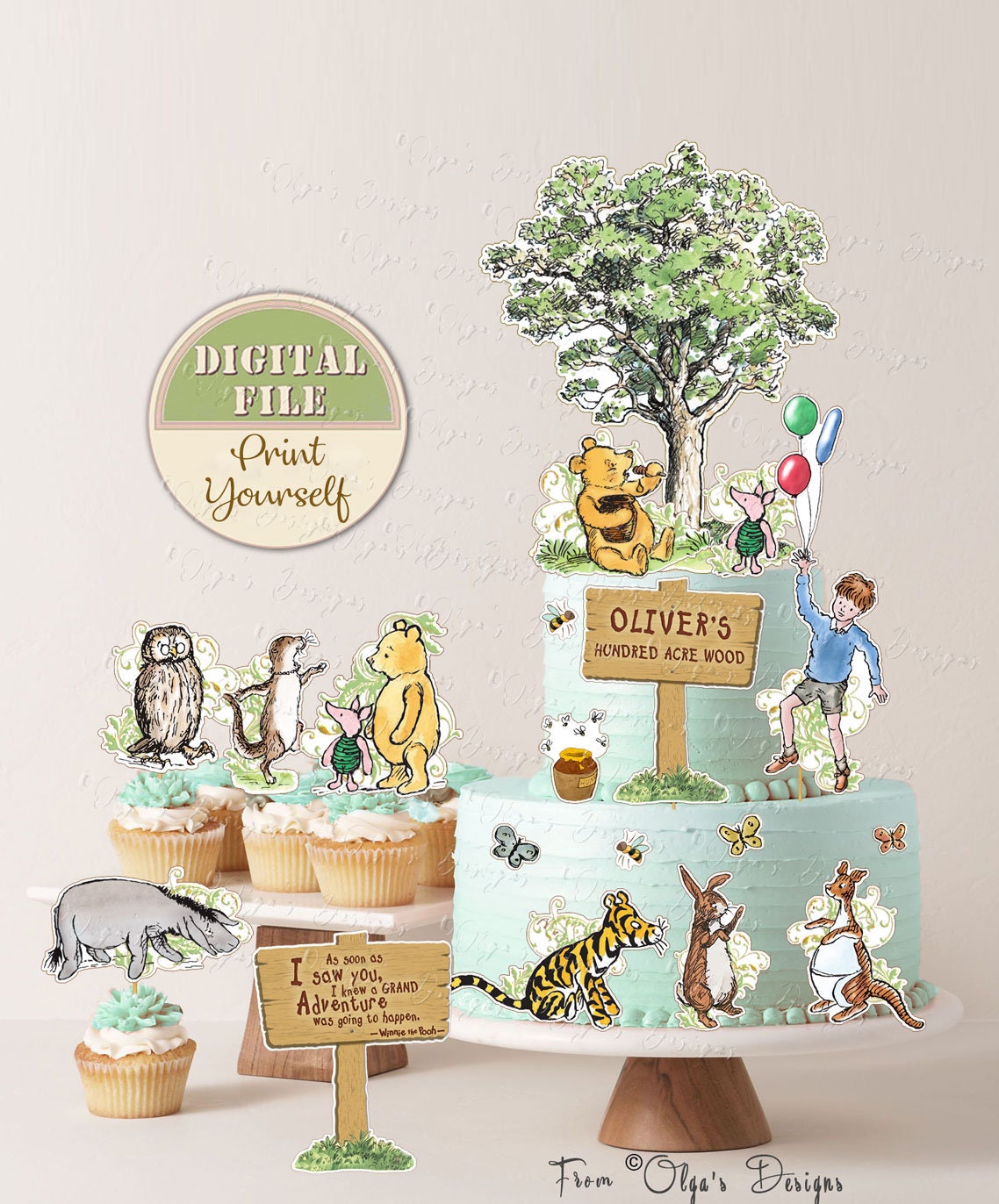 Classic Winnie the Pooh Gable Box Labels Pooh Birthday Party | Etsy ...