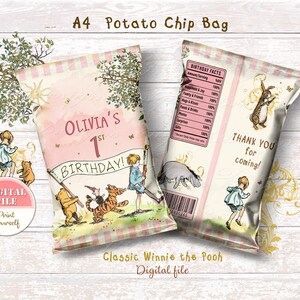 Classic Winnie the Pooh Potato Chip Bag, Personalized Pooh Birthday ...