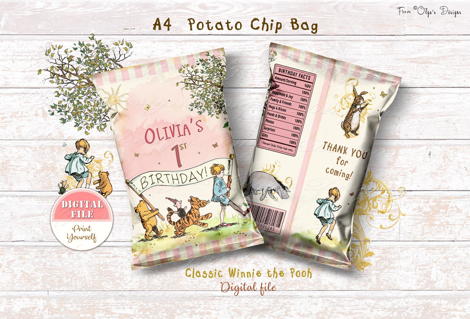 Classic Winnie the Pooh Potato Chip Bag Personalized Pooh - Etsy Canada
