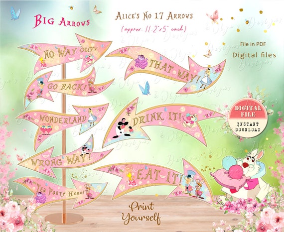 Template Alice In Wonderland Arrow Signs