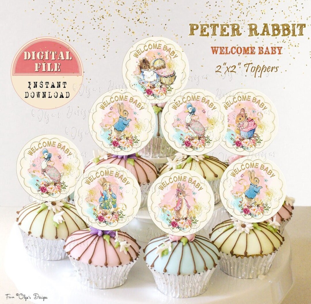 Peter Rabbit Welcome Baby Cupcake Toppers, Peter Rabbit Welcome Baby ...