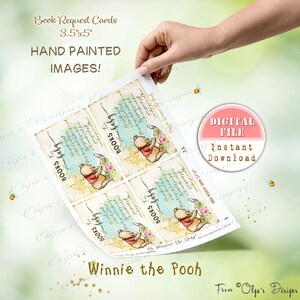 Classic Winnie the Pooh Baby Shower Book Request Card, Winnie Bring A ...