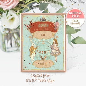 Alice in Wonderland Table Signs Bundle, Classic Alice Onederland ...