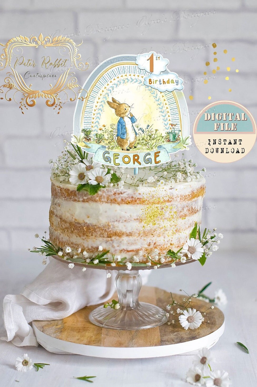 Peter Rabbit Cake Topper, Peter Rabbit 1st Birthday Centerpiece, Peter ...