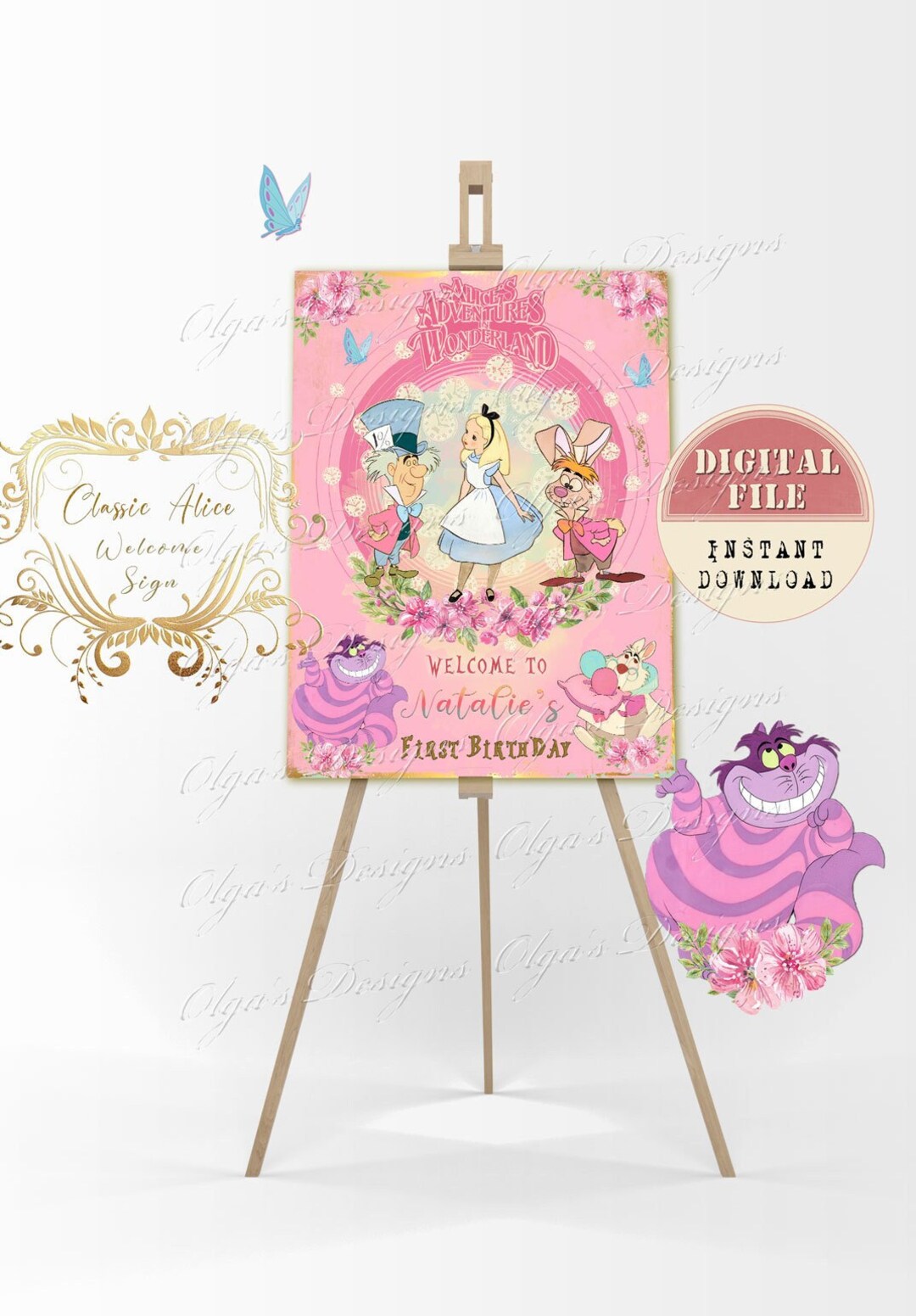 Personalized Alice in Wonderland Welcome Sign Printable - Etsy