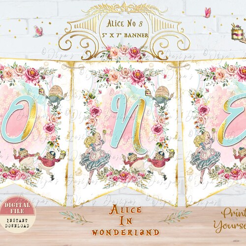 Alice in Wonderland Party Bunting/banner Digital Download - Etsy