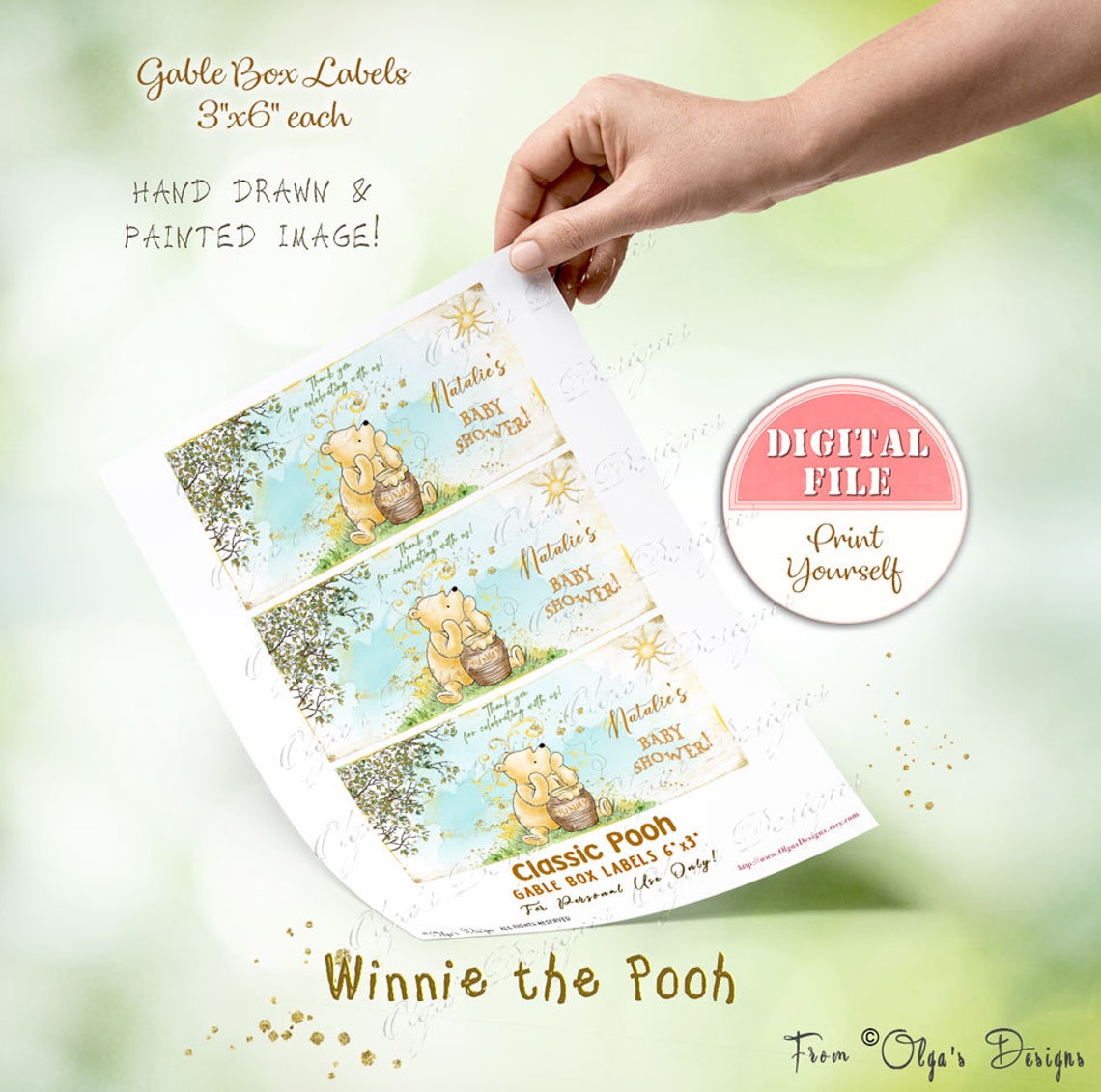 Classic Winnie the Pooh Gable Box Labels Pooh Birthday Party - Etsy