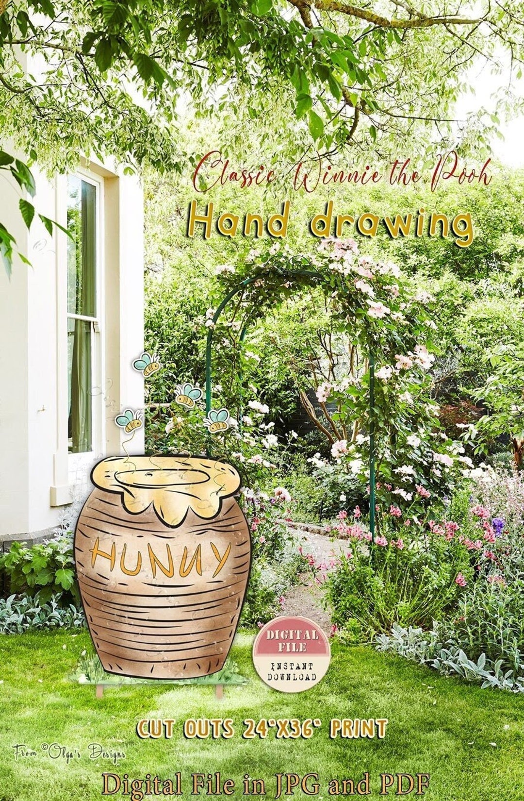 Classic Winnie the Pooh Honey Pot Cutout Decor, Pooh Hunny Pot With ...