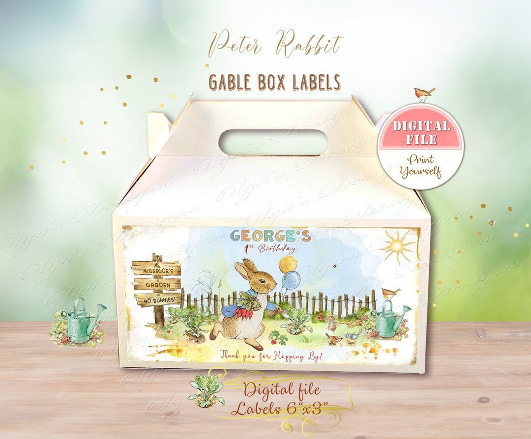 Classic Peter Rabbit Gable Box Labels, Peter Rabbit Birthday Party ...