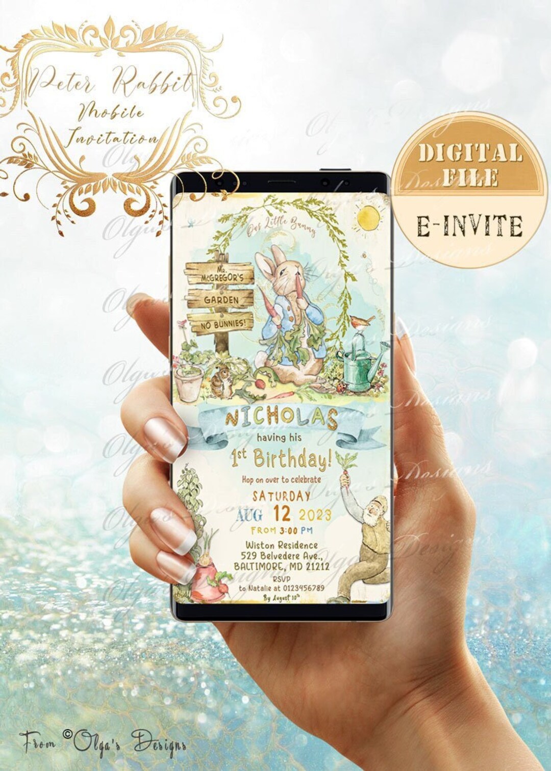 Peter Rabbit Birthday Invitation, Peter Rabbit Birthday Party, Peter ...