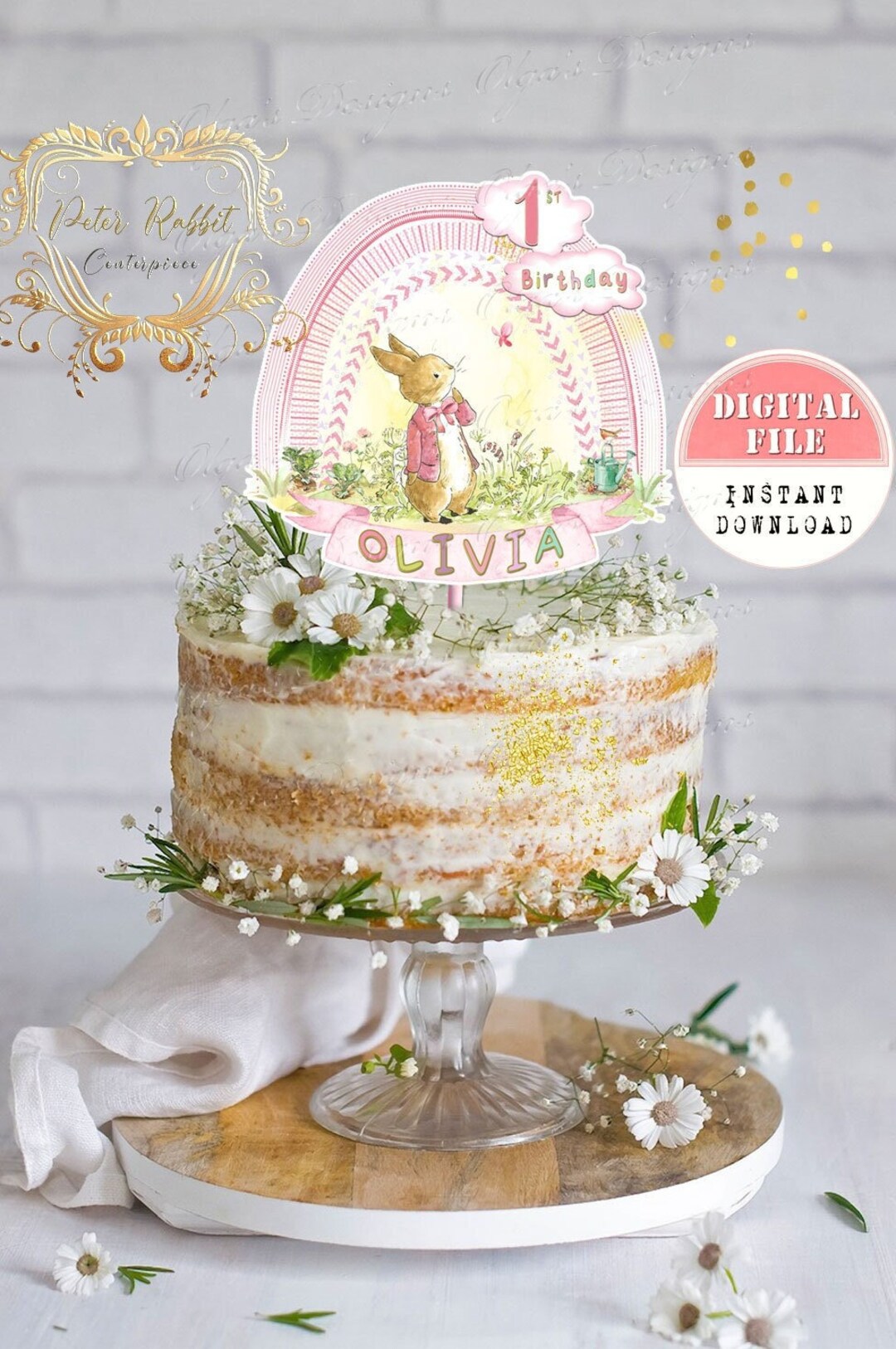 Peter Rabbit Cake Topper, Peter Rabbit 1st Birthday Centerpiece, Peter ...