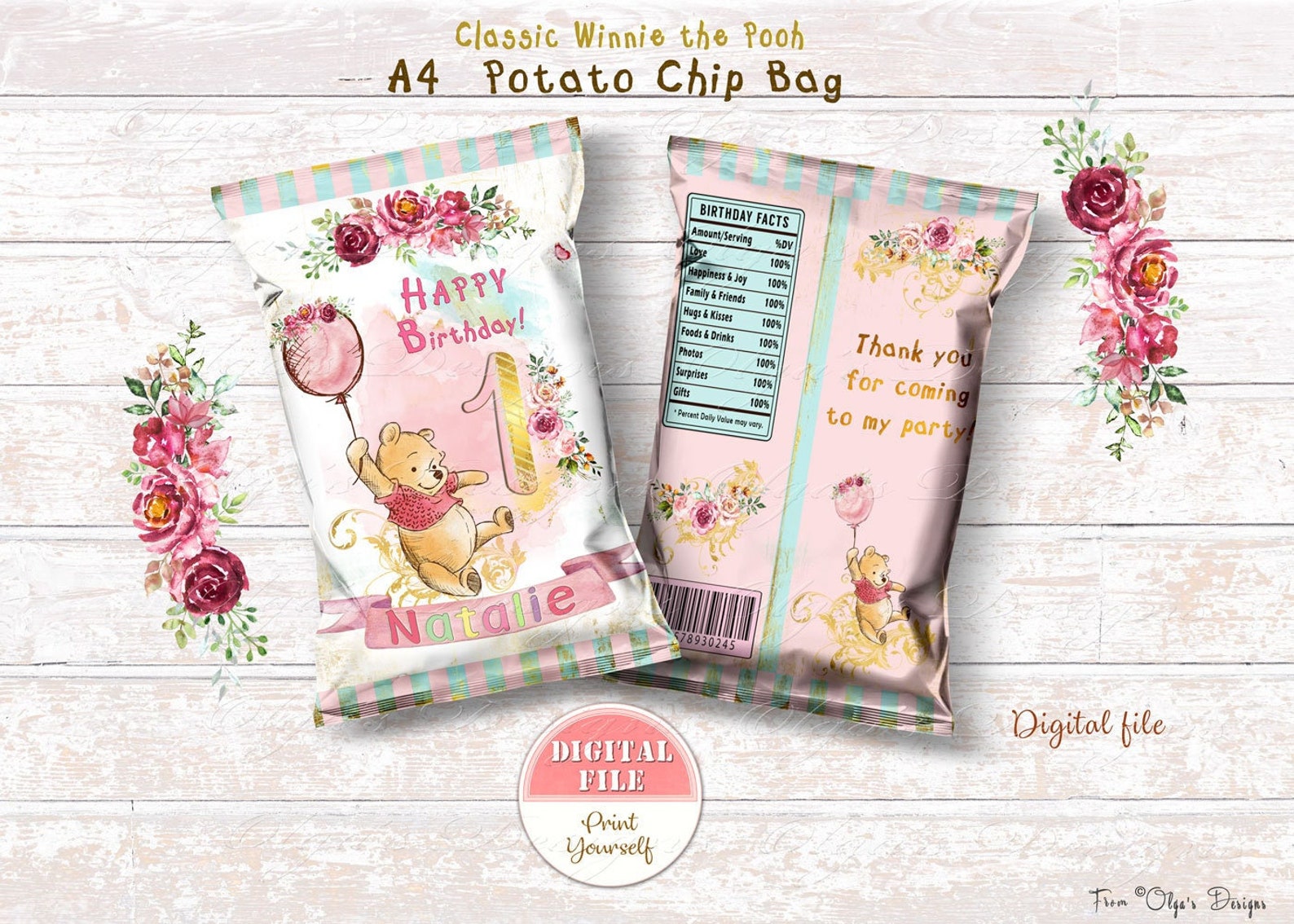 Classic Winnie the Pooh Potato Chip Bag Personalized Pooh - Etsy