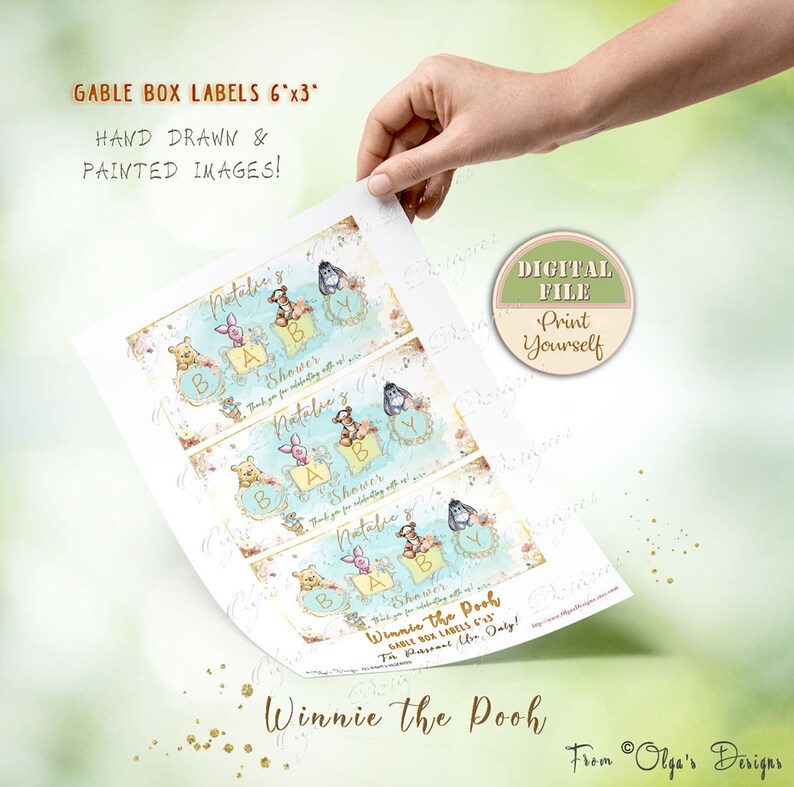 Winnie the Pooh Baby Shower Gable Box Labels (digital File) - Etsy