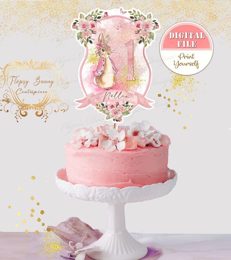 Personalized Flopsy Bunny Cake Topper, Printable Birthday Party ...