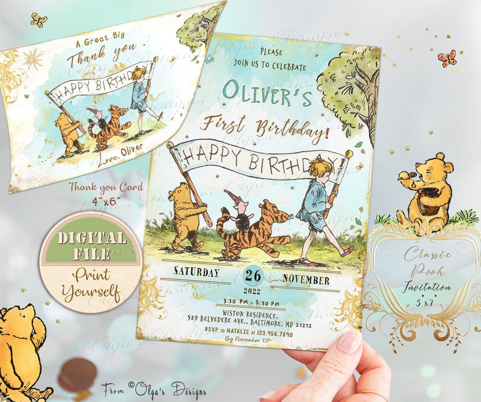 Personalized Classic Winnie the Pooh Birthday Party - Etsy