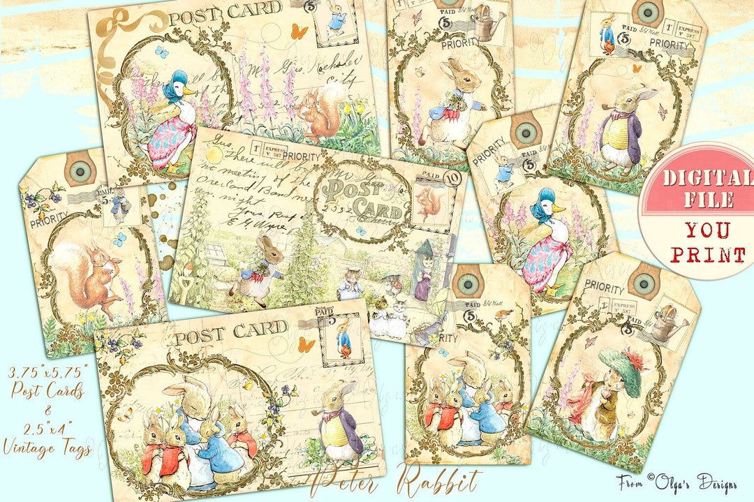 Classic Peter Rabbit Tags & Postcards, Peter Rabbit Birthday Party ...