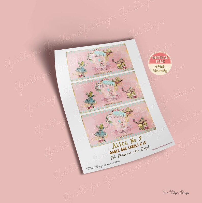 Alice in Wonderland Gable Box Labels Alice Birthday Party - Etsy