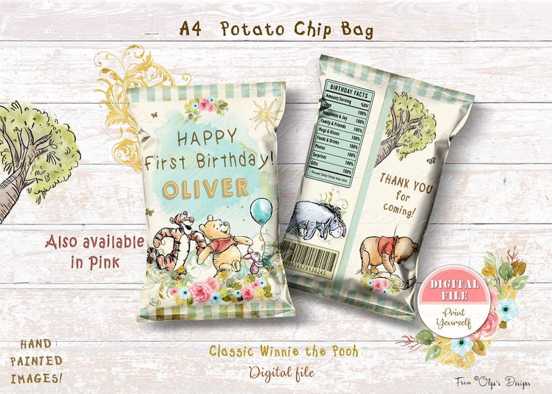 Classic Winnie the Pooh Potato Chip Bag Personalized Pooh - Etsy