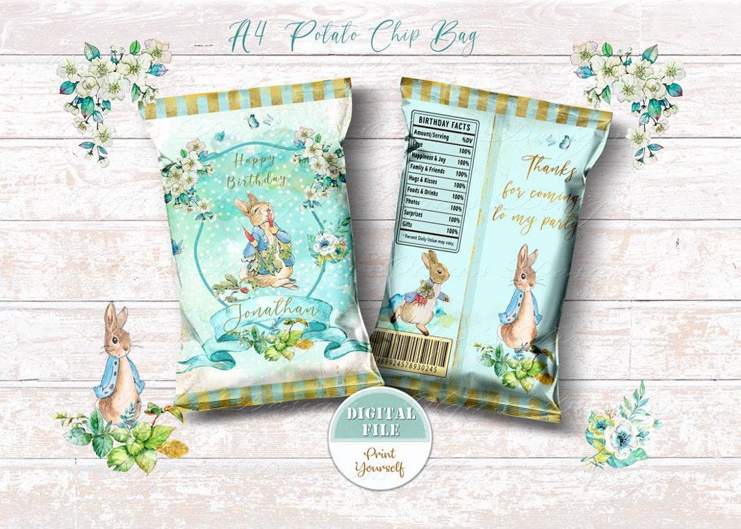 Peter Rabbit Potato Chip Bag, Personalized & Printable Peter Rabbit ...