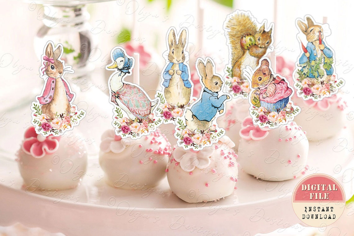 Personalized Flopsy Bunny Cake Topper Printable Birthday | Etsy