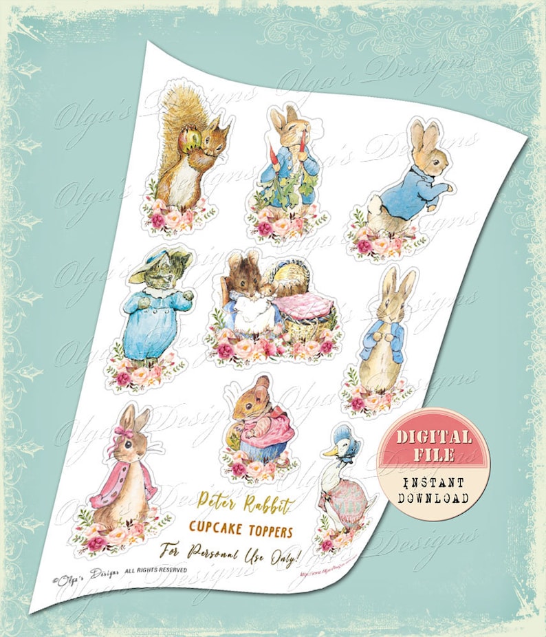 Peter Rabbit Cake Toppers, Peter Rabbit Birthday Party, Peter Rabbit ...