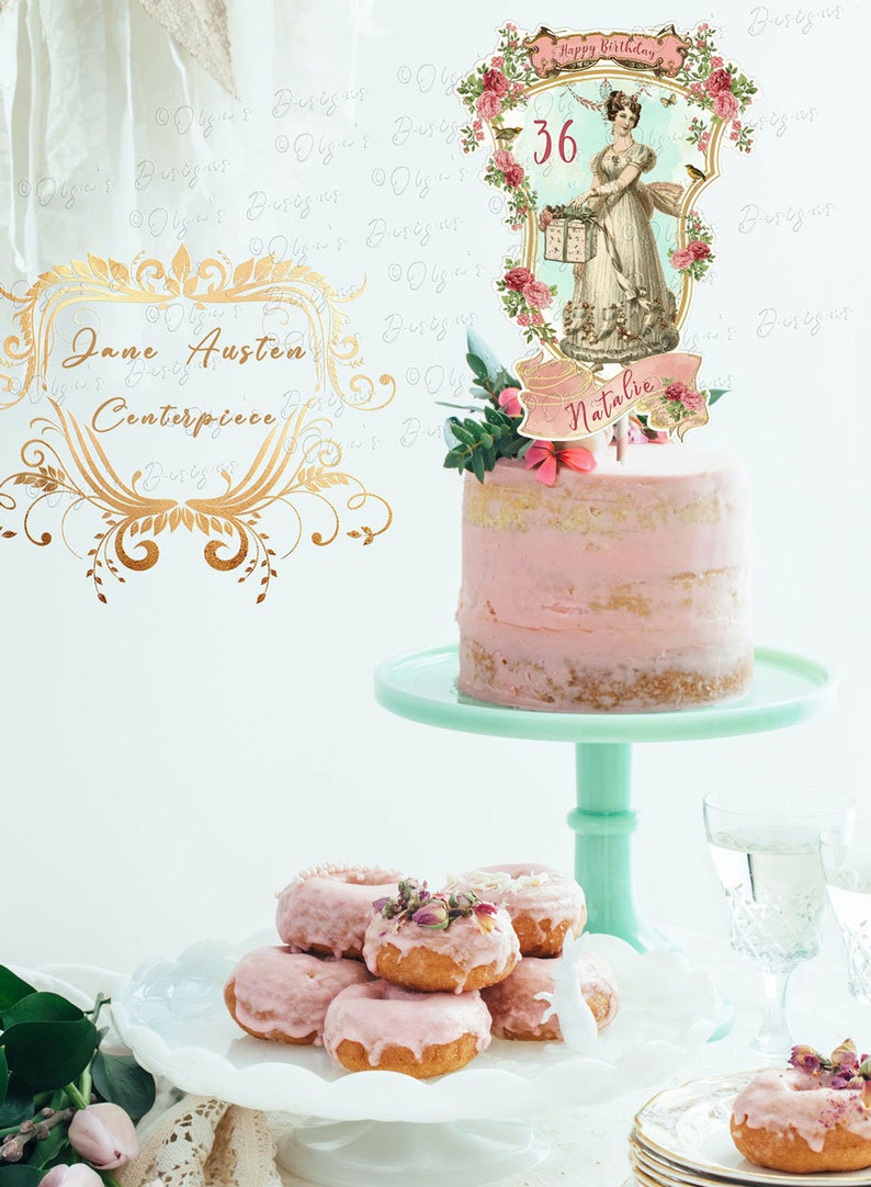 Personalized Jane Austen Cupcake Toppers Printable Tea Party | Etsy