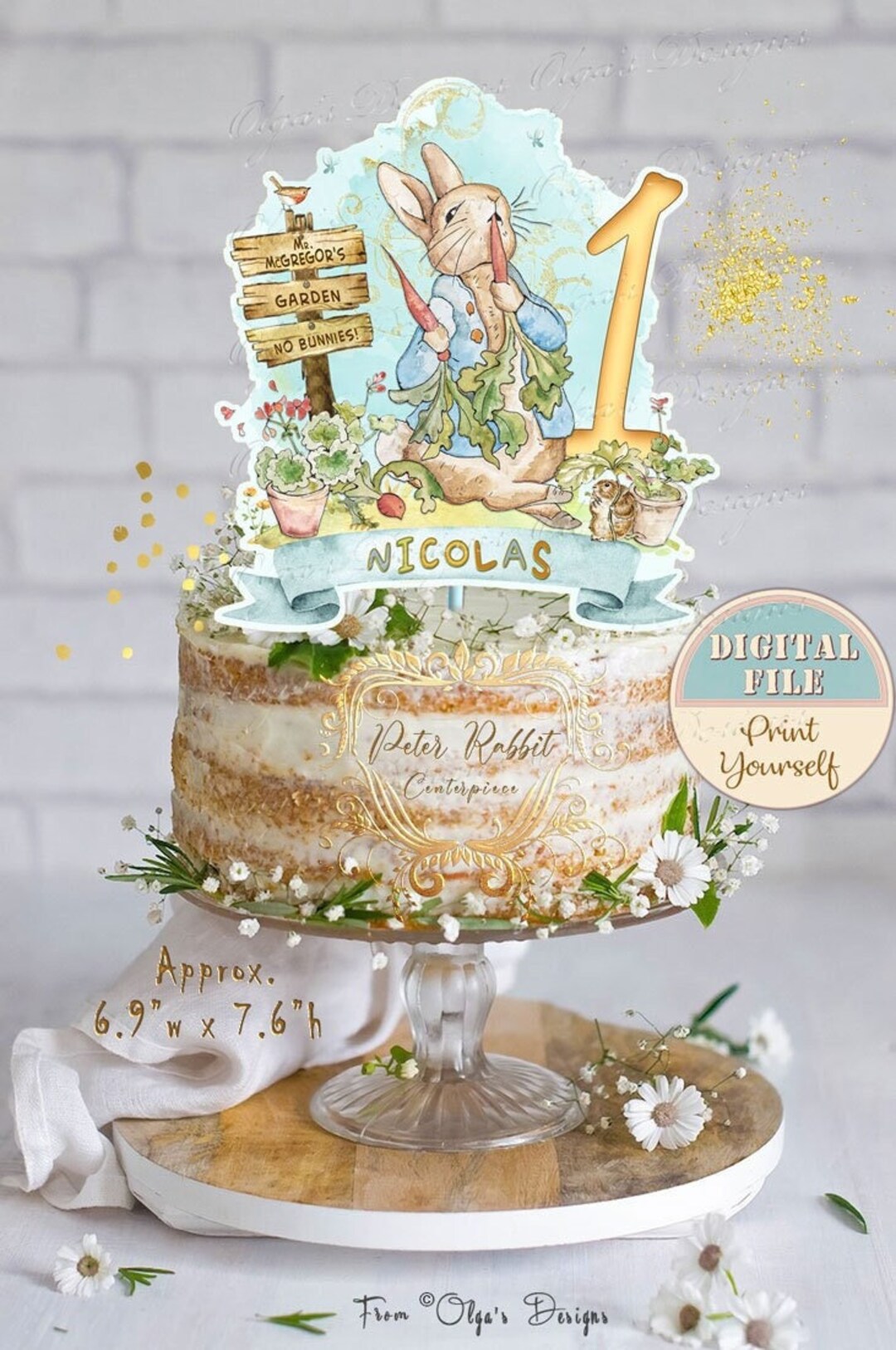Peter Rabbit Cake Topper, Peter Rabbit 1st Birthday Centerpiece, Peter ...