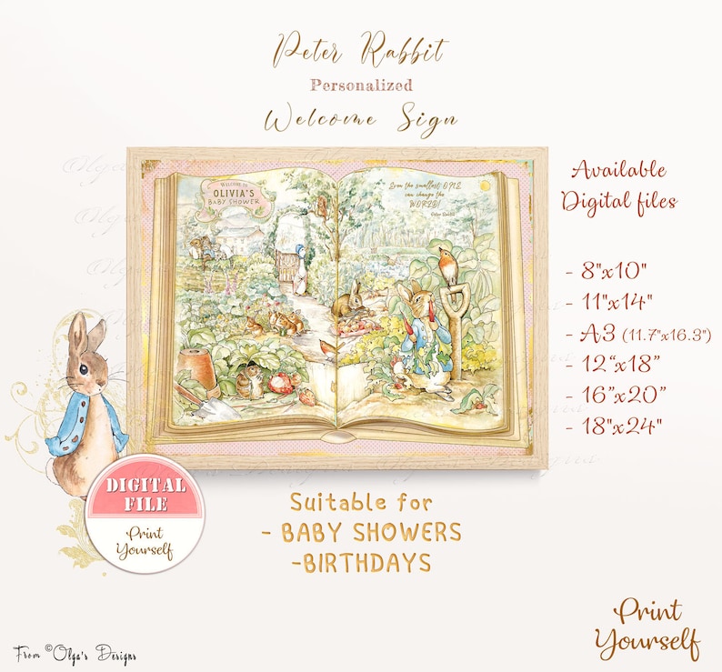 Personalized Peter Rabbit Book Welcome Sign Peter Rabbit 1st - Etsy