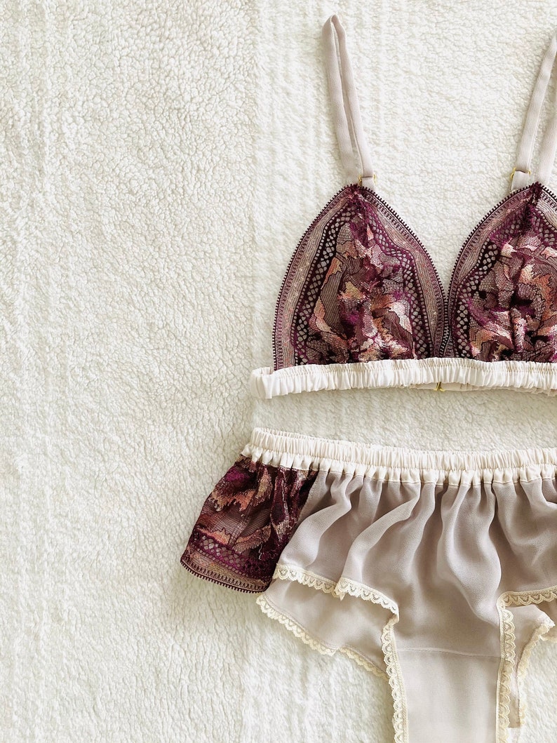 Bordeaux Flower and Ivory Cotton Lace Boxer/style UKONKHO - Etsy