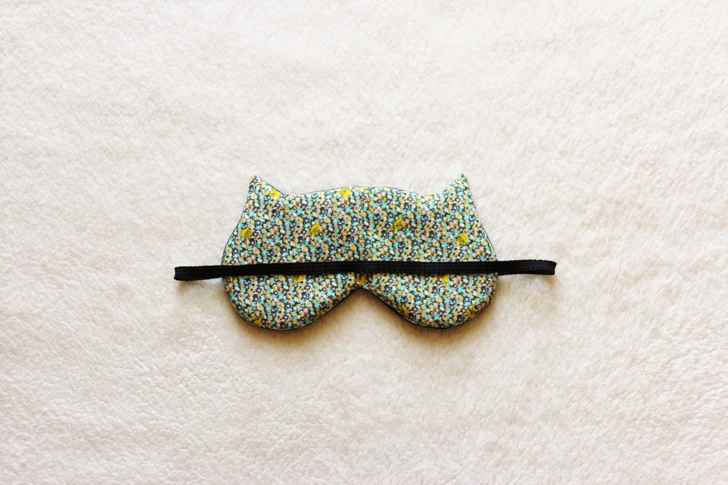 Black Satin and Cotton Cat Eye Mask - Etsy