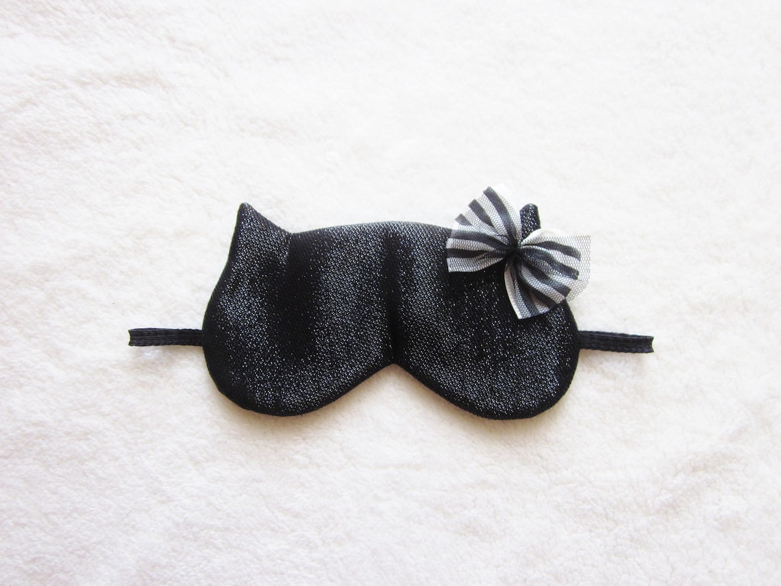 Sparkling Black Cat Eye Mask | Etsy