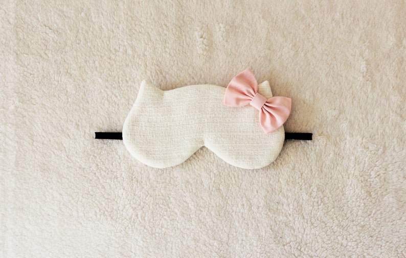 Soft White and Pink Cat Eye Mask - Etsy Canada