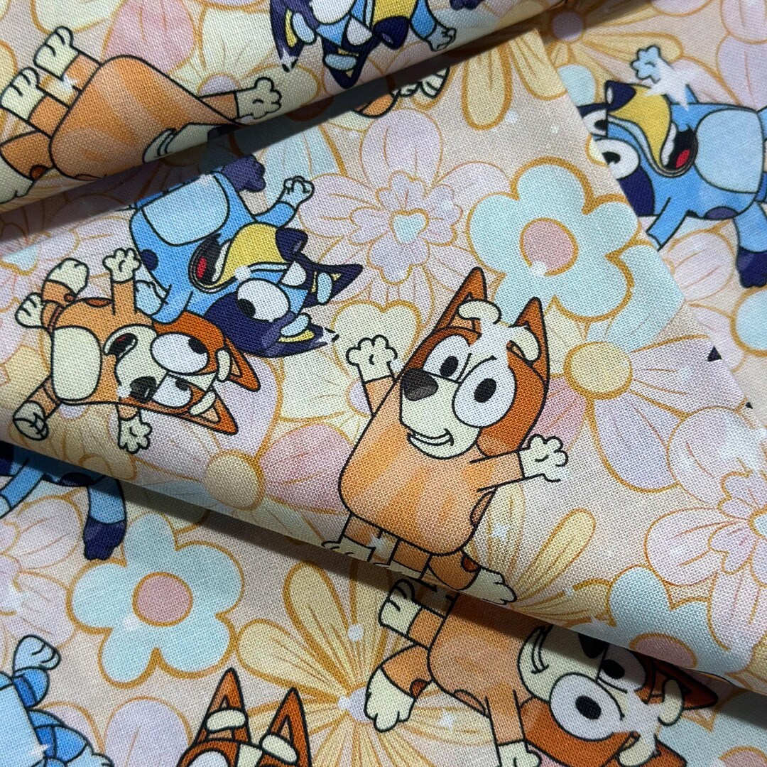 Bluey Fabric Cotton Fabric Animation Fabric by the Half Yard Customized ...