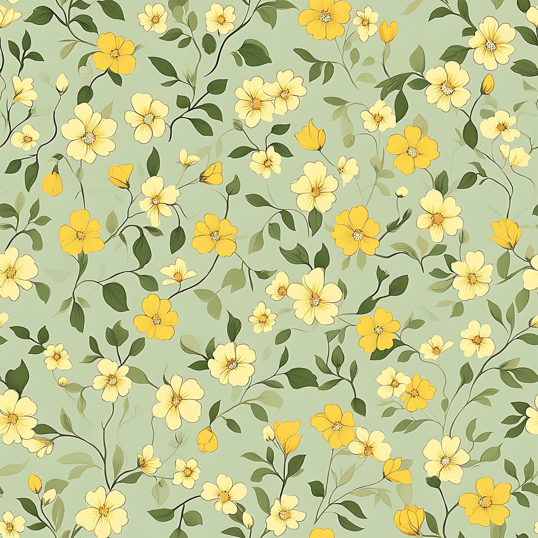 Cottagecore Floral Pattern Cotton Fabric Fabric by the Half Yard ...