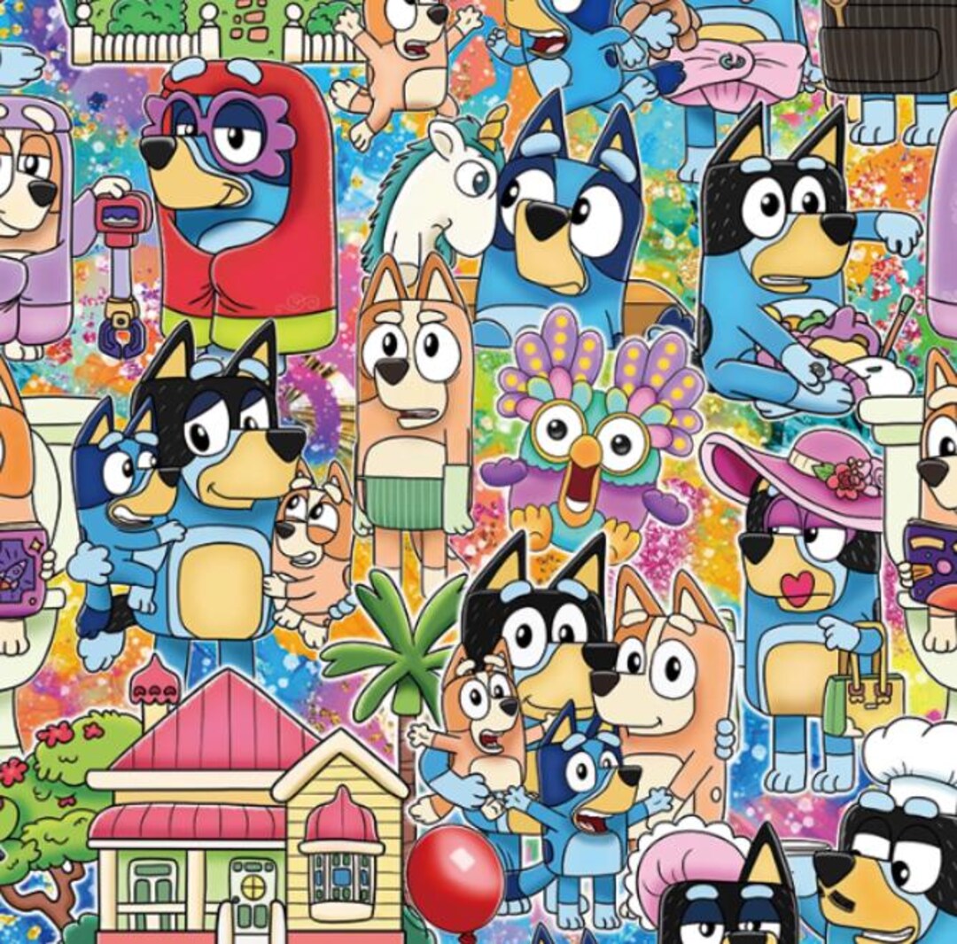 Bluey Fabric Cotton Fabric Animation Fabric by the Half Yard Customized ...