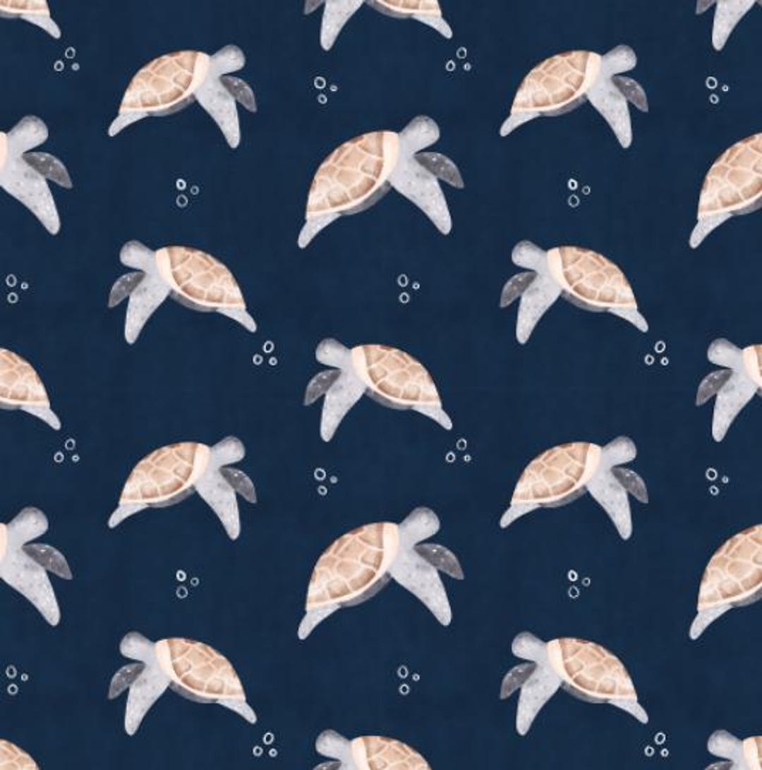 Sea Turtle Fabric, Ocean Fabric, Beach Pattern Sea Animal Fabric, by ...