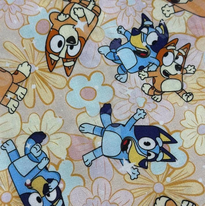 Bluey Fabric Cotton Fabric Animation Fabric by the Half Yard Customized ...