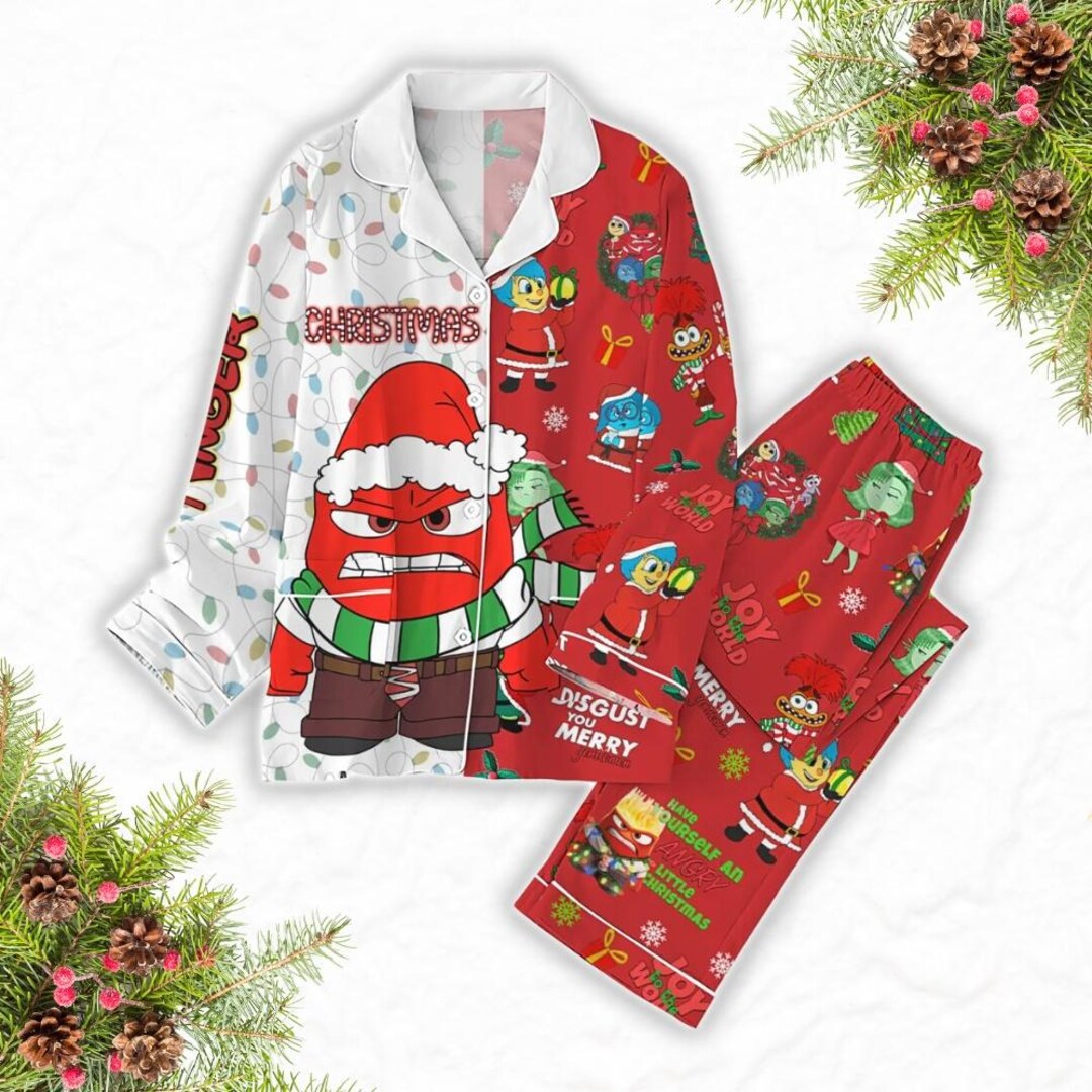 Inside Out 2 Christmas Pajamas, Disney Holiday Pajamas, Inside Out ...