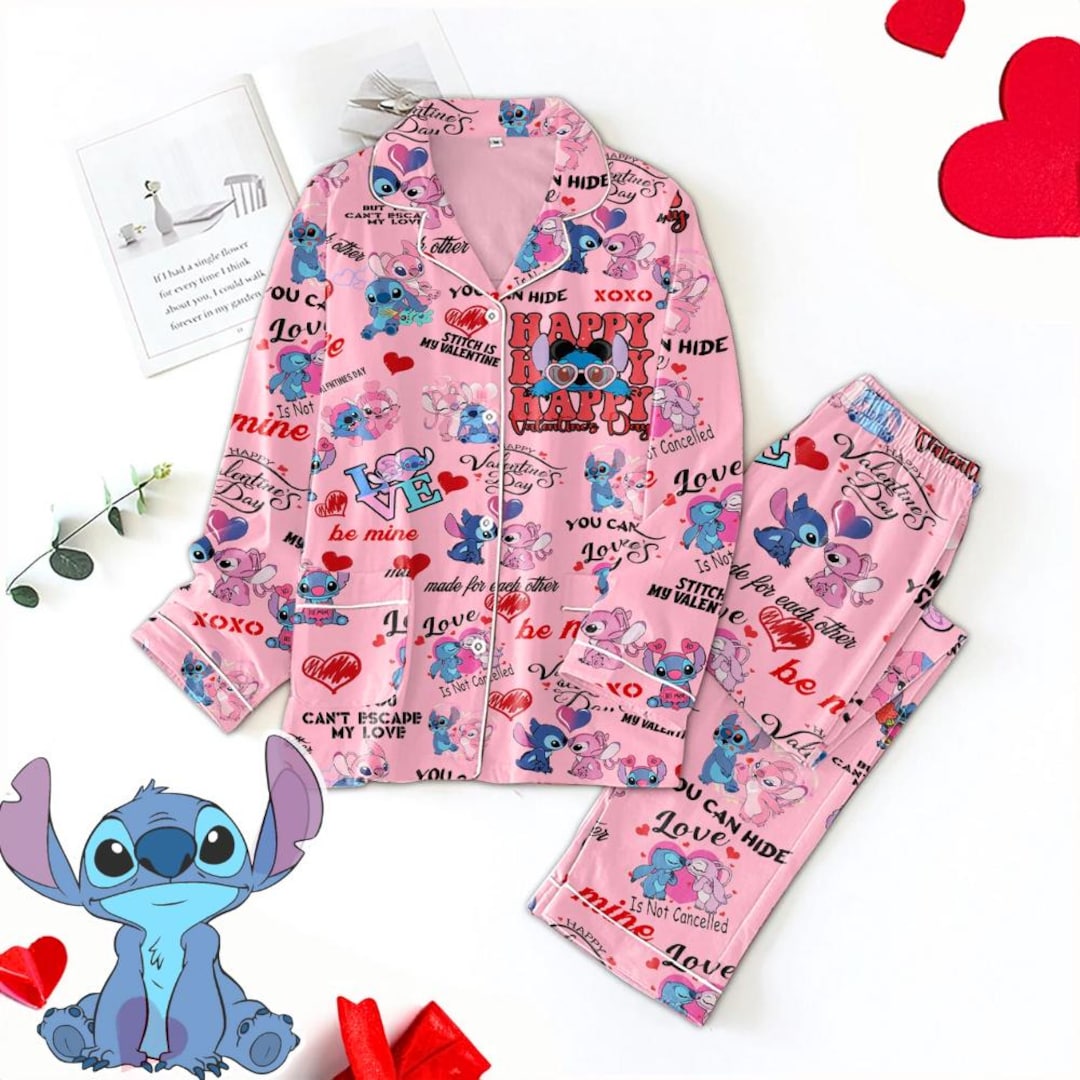 Stitch and Angel Pajamas Set, Stitch Couple Matching Shirt, Disney ...